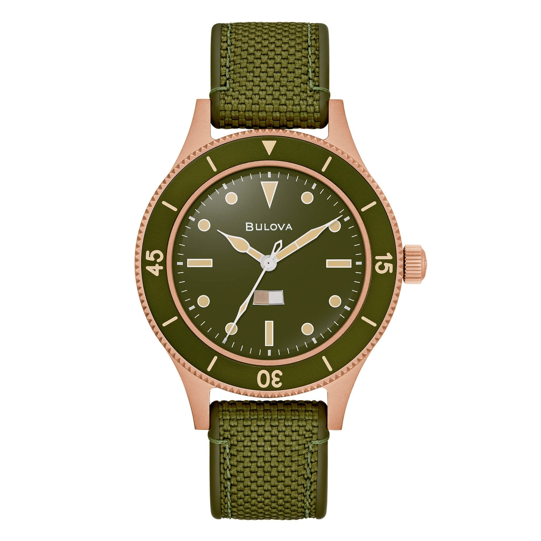 Orologio Bulova bronzo 98A324 Mil Ship Submersible verde | Paladini ...